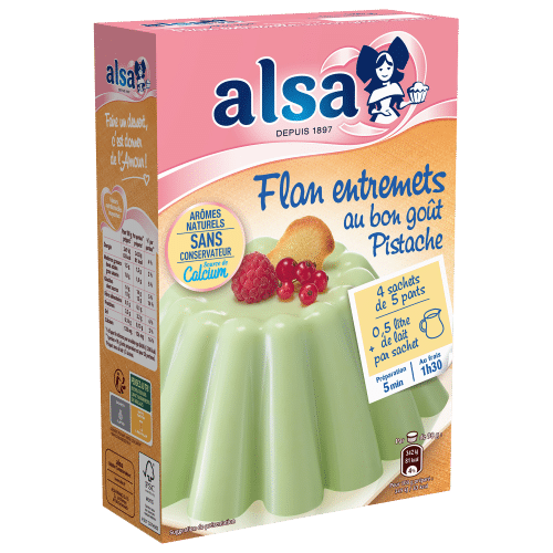 Flan entremets au bon goût Pistache - alsa - depuis 1897